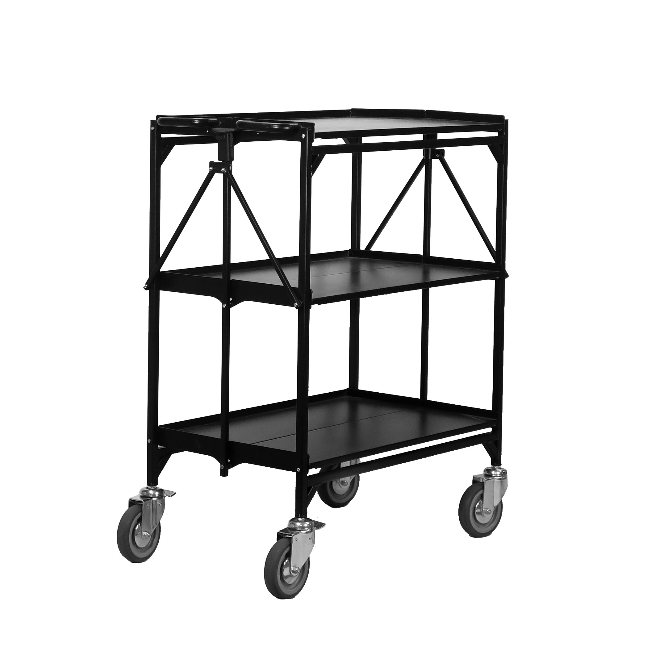 Master Grade Heavy Duty Folding Cart 500lbs Capacity 3-Shelf Black #BC ...
